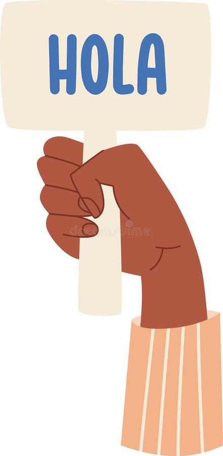 Hand Holding Hola Banner stock vector. Illustration of wall - 319168731