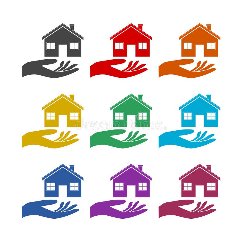 House Color Icon Set Isolated on White Background Stock Vector ...