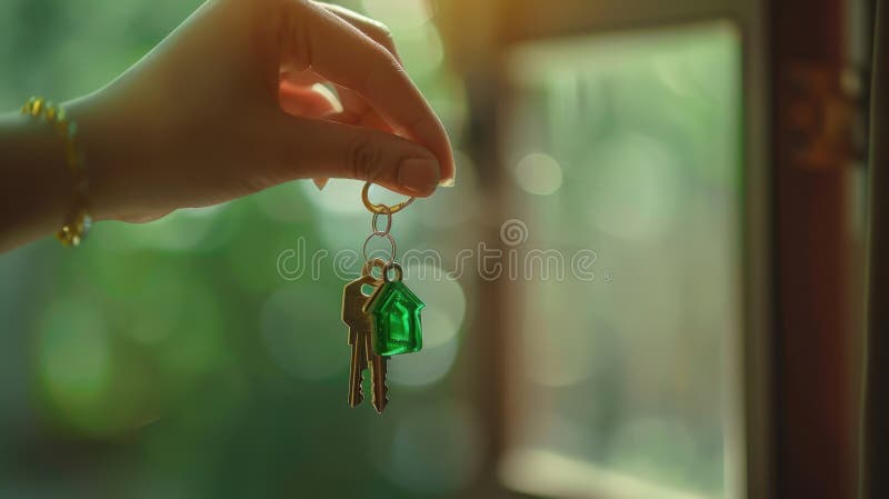 The Hand Holding House Keys.AI Generated Image Stock Photo - Image of ...