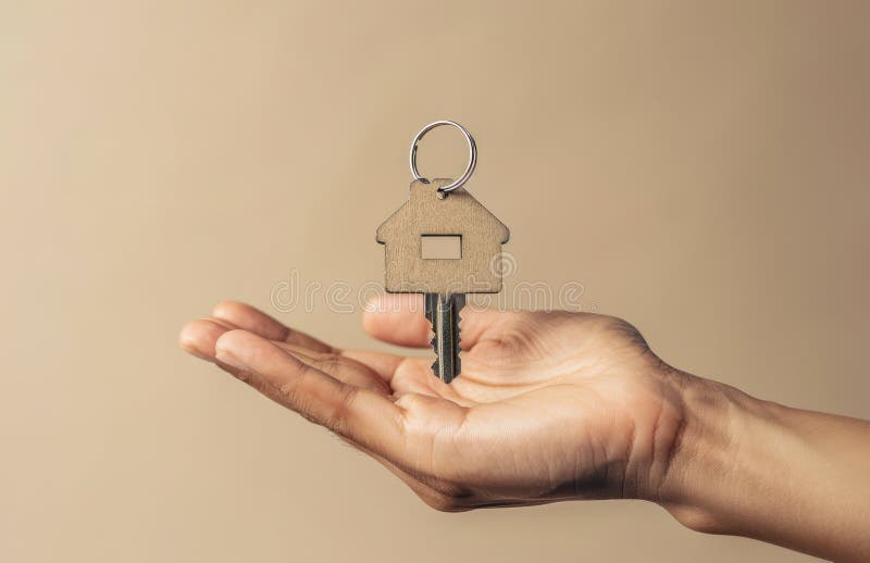 A Hand Holding a House and a Real Estate Key Stock Image - Image of ...