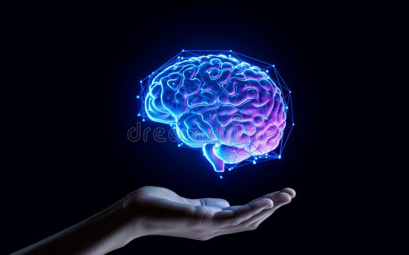 Hand Holding Human Brain - Futuristic Concept of Intelligence, Science ...