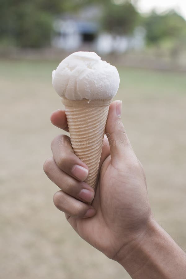 Hand Holding Ice Cream, Summer Heat Freshness. Stock Image - Image of ...
