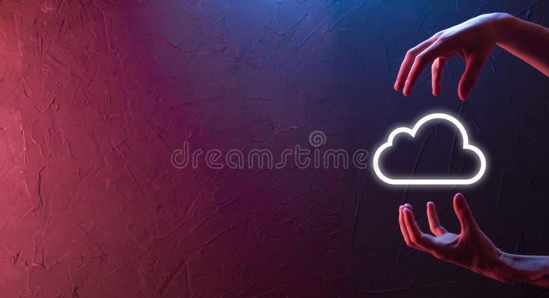 Hand Holding Icon Cloud Computing Network and Icon Connection Data ...