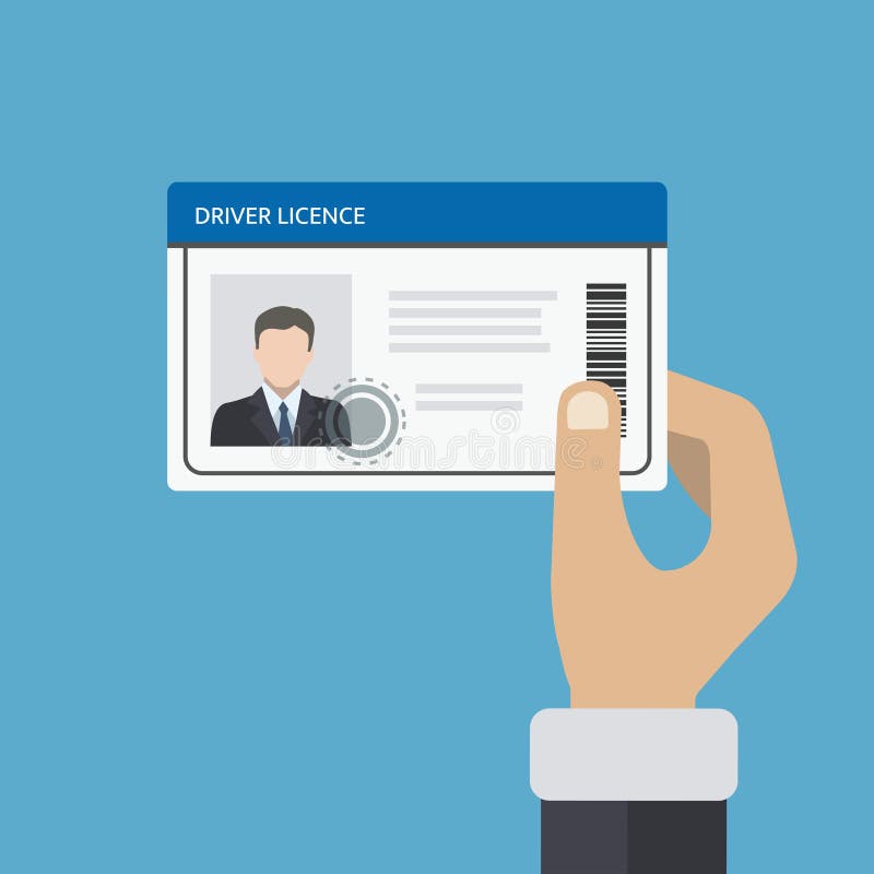 Hand Holding Id Card, Car Driving License. Stock Vector - Illustration ...