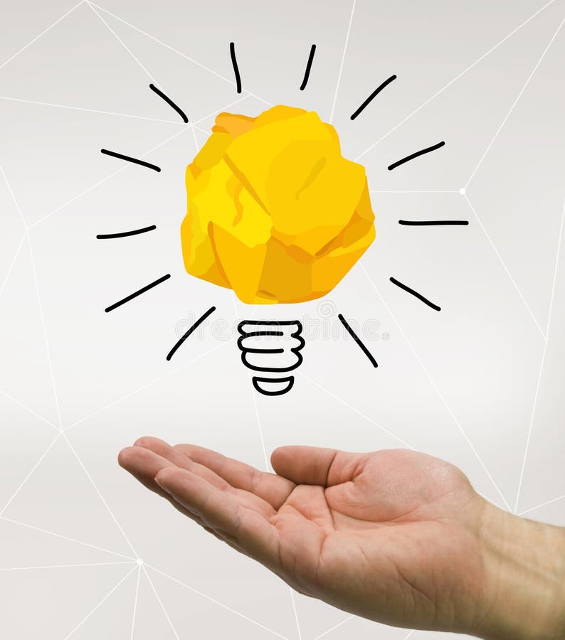 Hand holding an idea stock illustration. Illustration of holding - 93365281