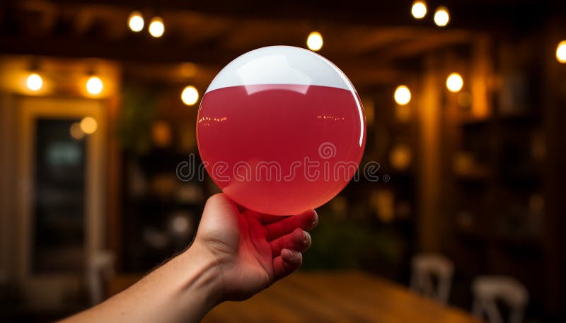 Hand Holding Illuminated Ball, Celebrating with Joy and Happiness ...