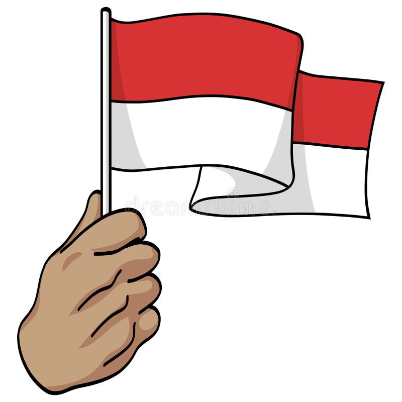 Hand Holding Indonesian Flag Hand Waving Flag Drawing Illustration ...
