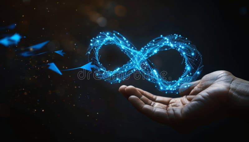 Hand Holding Infinity Symbol with Data Curves, Concept of Limitless ...