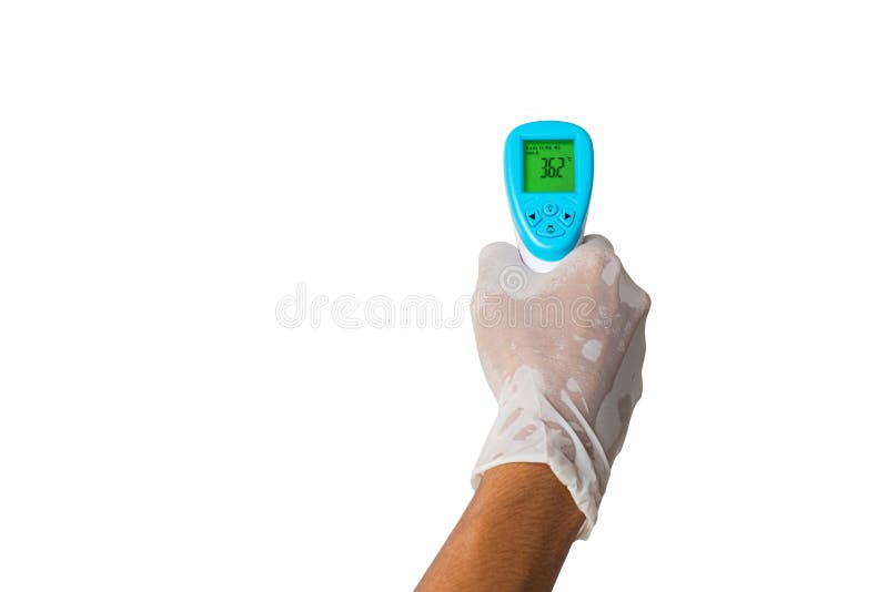 Hand Holding Infrared Thermometer Stock Image Image Of Background