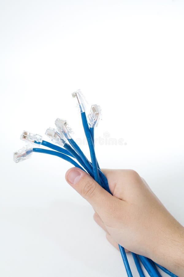 Hand Holding Internet Cable. Stock Photo - Image of gripping, person ...