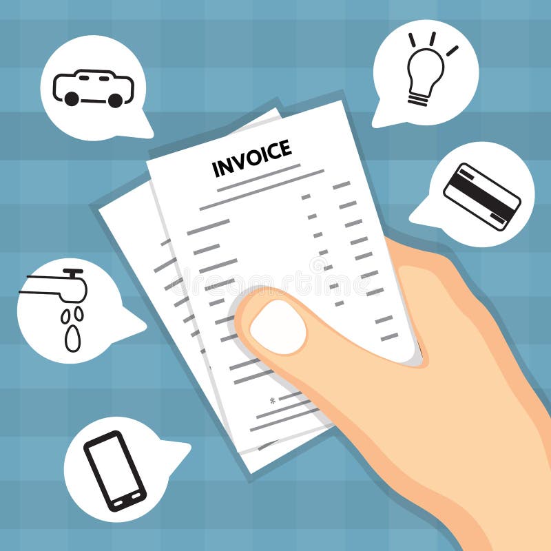 Hand holding invoice. stock vector. Illustration of management - 69692609