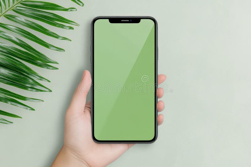 Hand Holding IPhone Pro Screen Mockup for Business Presentation ...