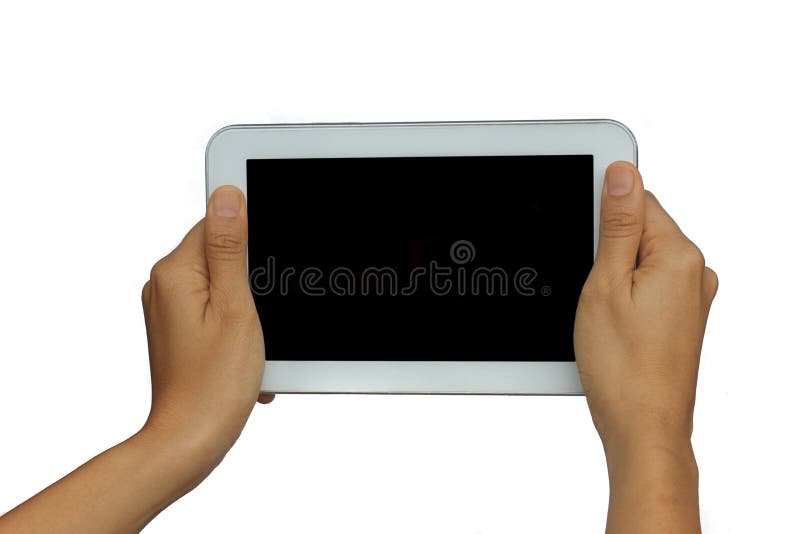 Hand Holding Isolated Tablet with Black Screen Stock Photo - Image of ...