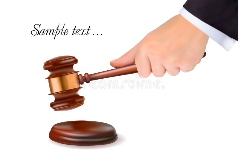 Hand holding judge gavel. stock vector. Illustration of female - 23595034