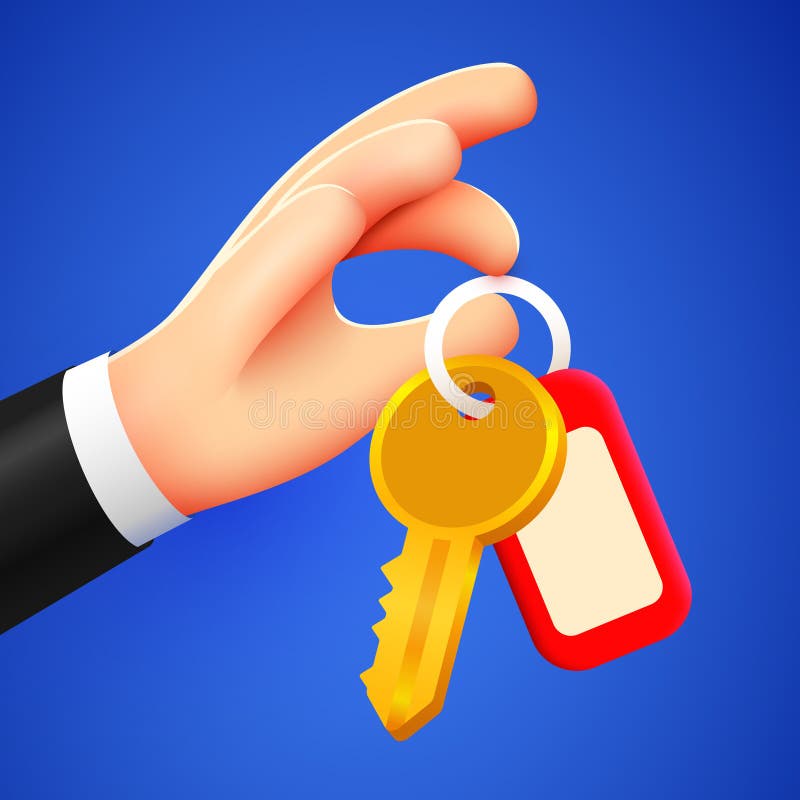 Hand Holding a Key. 3D Cartoon Style Stock Vector - Illustration of ...