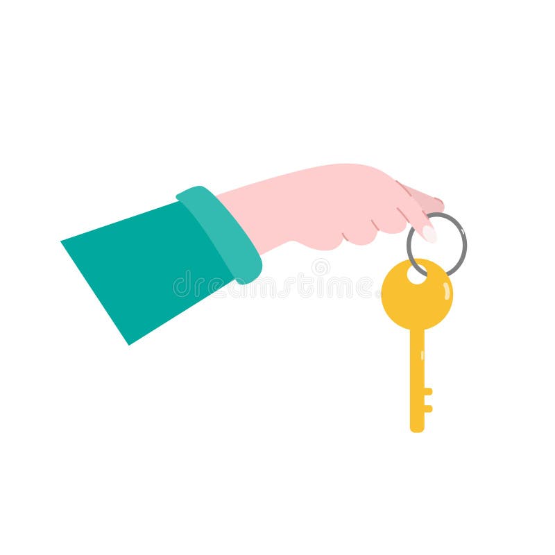 Hand Holding Key. Flat Design Stock Vector - Illustration of safe, sale ...