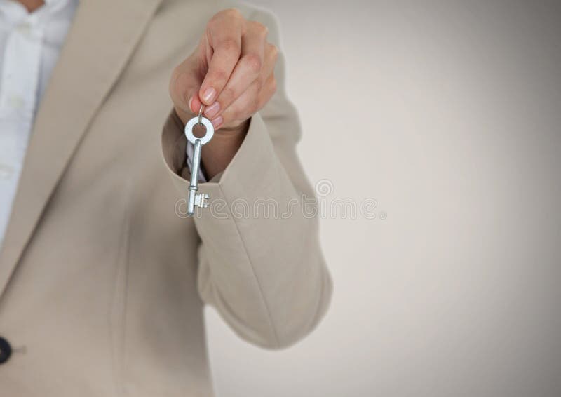 Hand Holding Key in Front of Vignette Stock Image - Image of estate ...