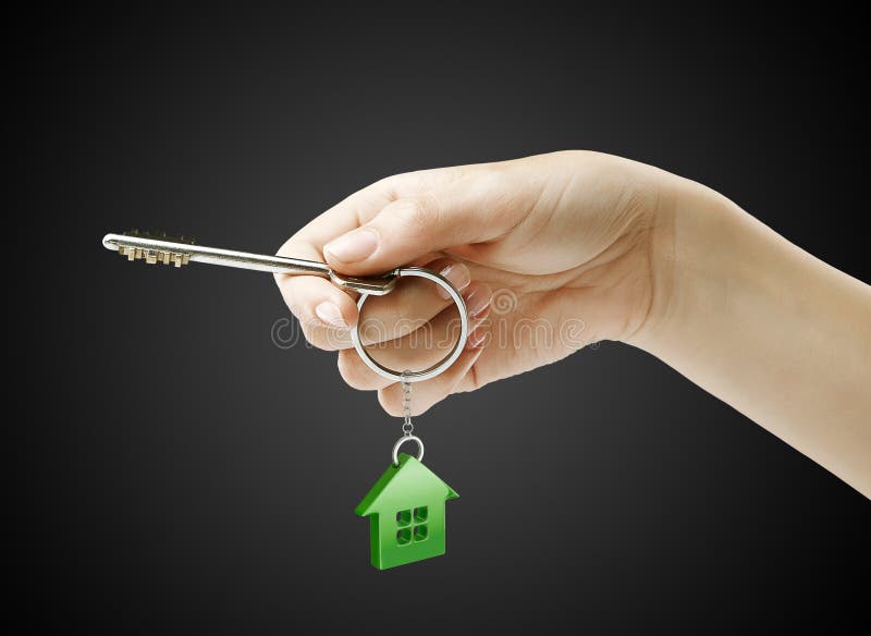 Hand Holding Key with a Keychain Stock Image - Image of investment ...