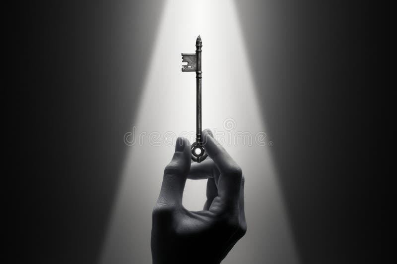 A Hand Holding a Key with Light Shining through it, AI Stock Image ...