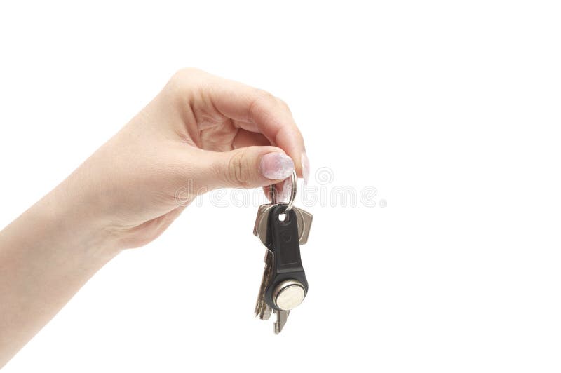 Hand holding keys stock image. Image of human, isolated - 13190323