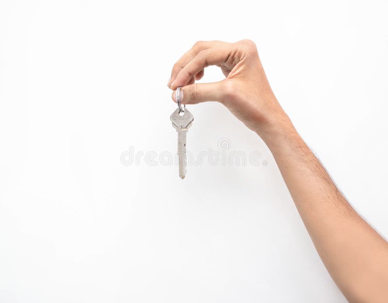 Hand Holding Keys Isolated on a White Background Stock Photo - Image of ...