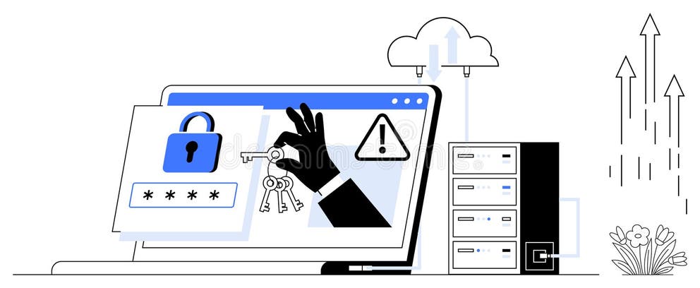 Data Security and Encryption Concept with Hand Holding Keys on Laptop ...