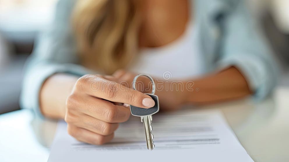Hand Holding Keys Over a Signed Document, Implying a Transaction. Stock ...