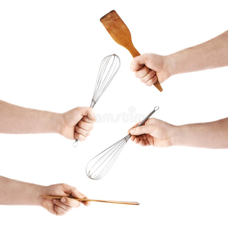 Hand Holding a Kitchen Tool, Composition Isolated Over the White ...