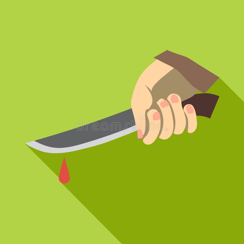 Hand Holding Knife with Blood Icon, Flat Style Stock Vector ...