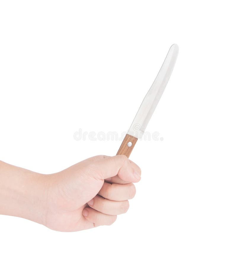 Hand Holding a Knife Isolated on White Stock Image - Image of female ...