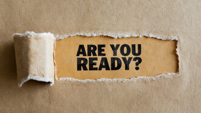 Hand Holding Kraft Box with ?are YOU READY?? Message on Crumpled Paper ...