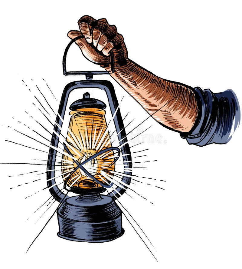 Hand with lantern stock illustration. Illustration of lamp - 254521412