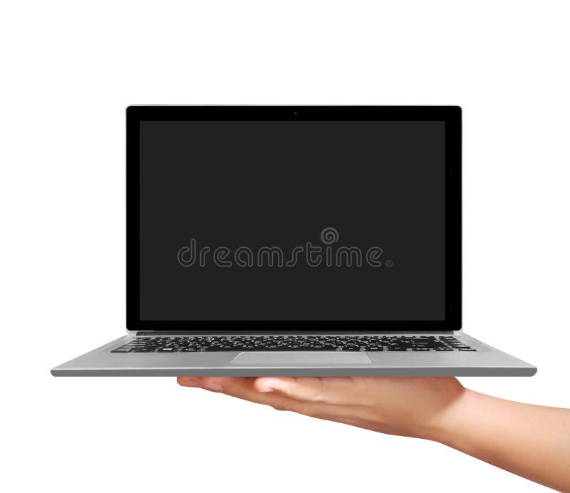 Hand holding a laptop stock image. Image of male, computer - 96138617