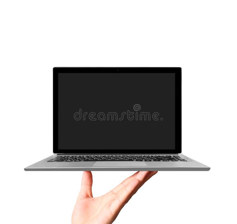 Hand holding a laptop stock image. Image of hand, communication - 96138971