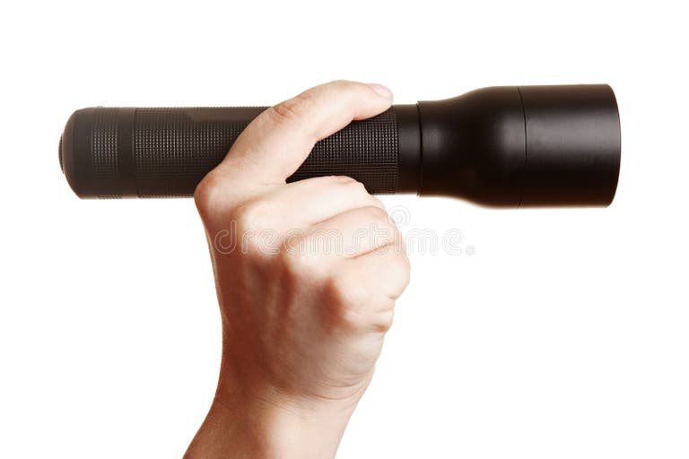 Hand Holding a LED Flashlight Stock Image - Image of flashlight, hands ...