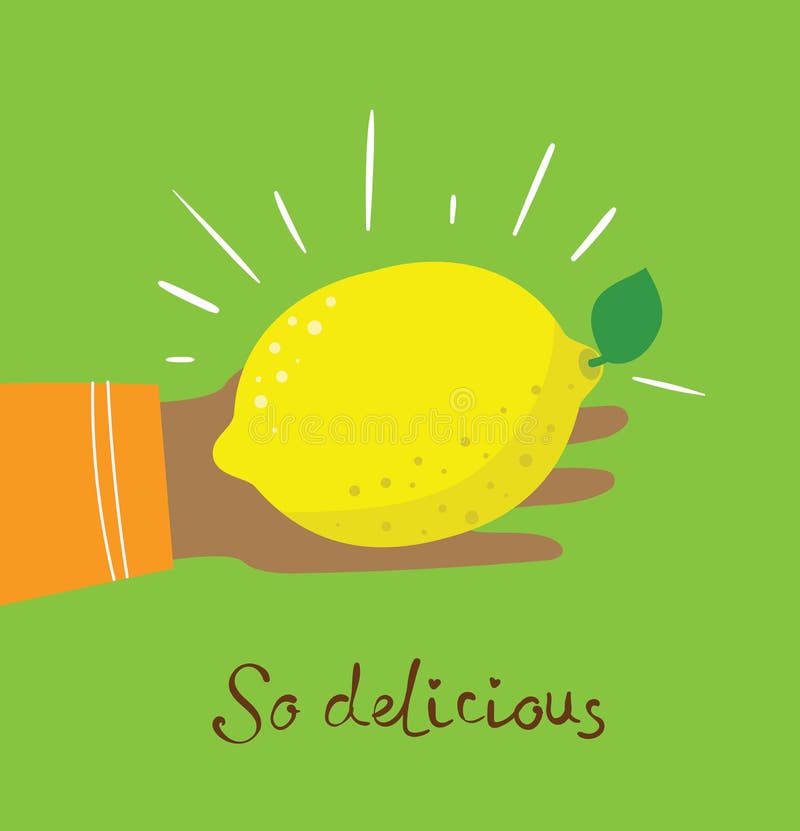 Hand Holding Lemon .Vector Illustration Card Stock Illustration ...