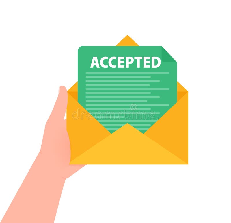 Hand Holding a Letter with Text Accepted. Email with Accepted Header ...