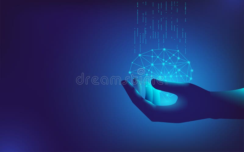 The Hand Holding a Levitating Neural Network in the Form of a Brain ...