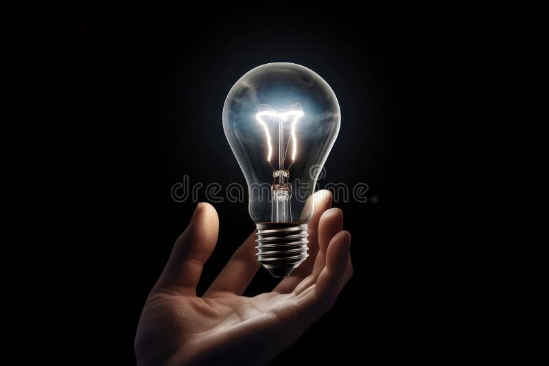 Hand Holding Light Bulb, Closeup. Generative AI Stock Illustration ...