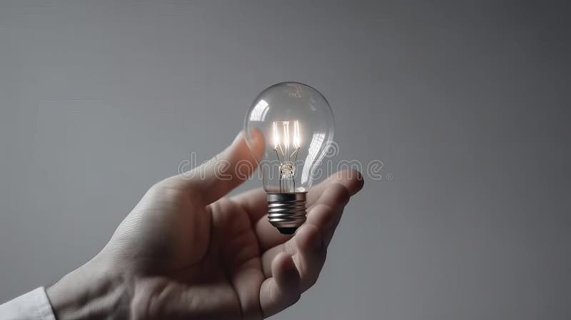 Hand Holding a Light Bulb. Generative AI Stock Image - Image of ...