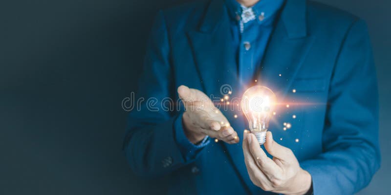 Hand Holding Light Bulb. Idea Concept with Innovation Stock Image ...