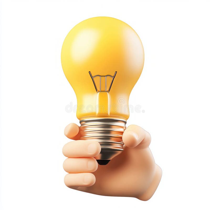 Hand Holding Light Bulb Isolated on White Stock Illustration ...