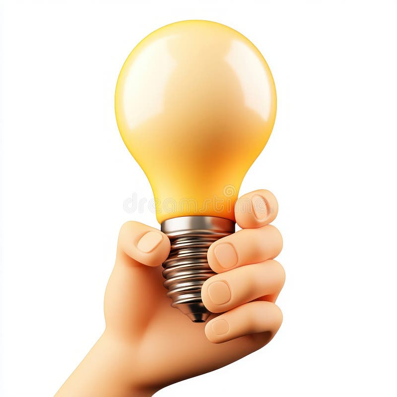 Hand Holding Light Bulb Isolated on White Stock Illustration ...
