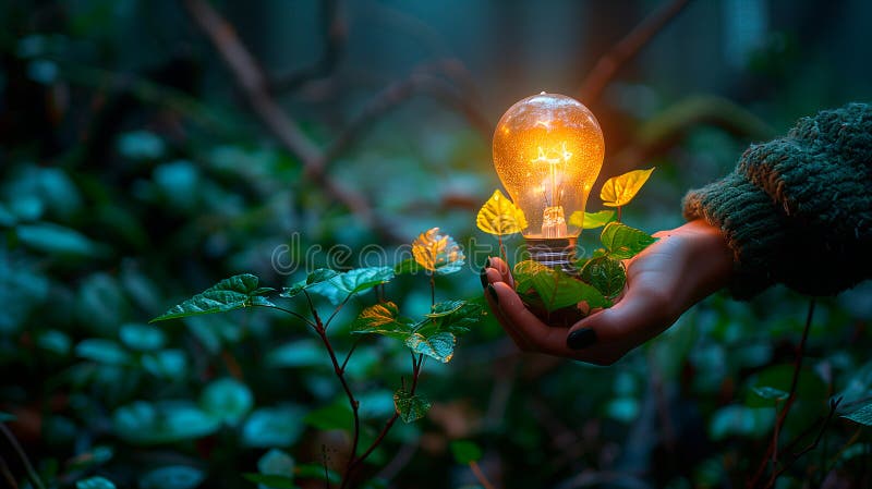 Hand Holding a Light Bulb. Sustainable Development and Responsible ...