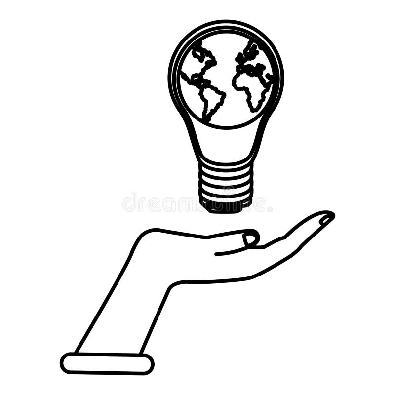 Hand Holding Light Bulb World Symbol Stock Vector - Illustration of ...