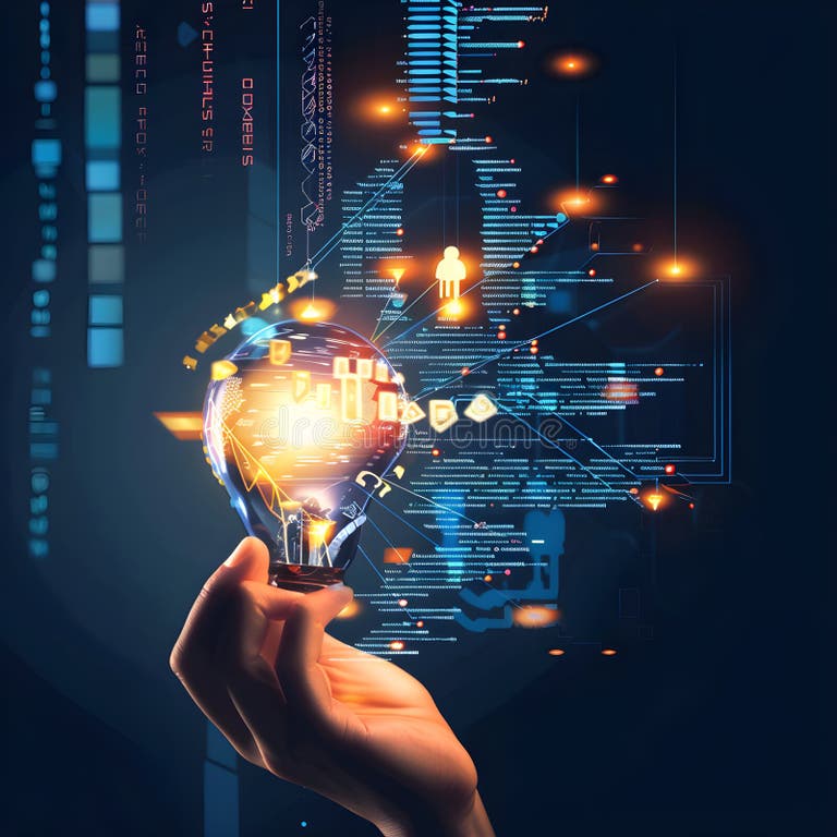 Innovation in Technology Lightbulb with Digital Interface Stock Image ...