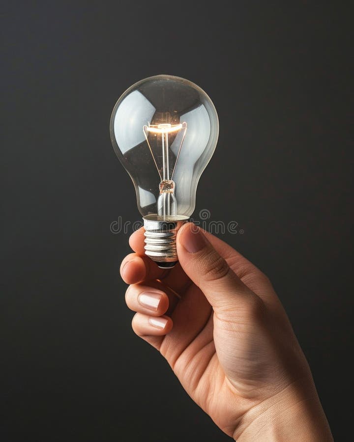 Hand Holding Lightbulb Against Blue Background. Generative Ai Stock ...