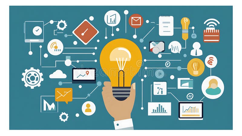 Hand Holding Lightbulb with Connected Data Symbols Represents Bright ...