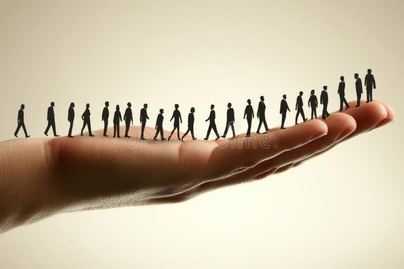 Hand Holding a Line of Paper Doll Cutouts Symbolizing Teamwork ...