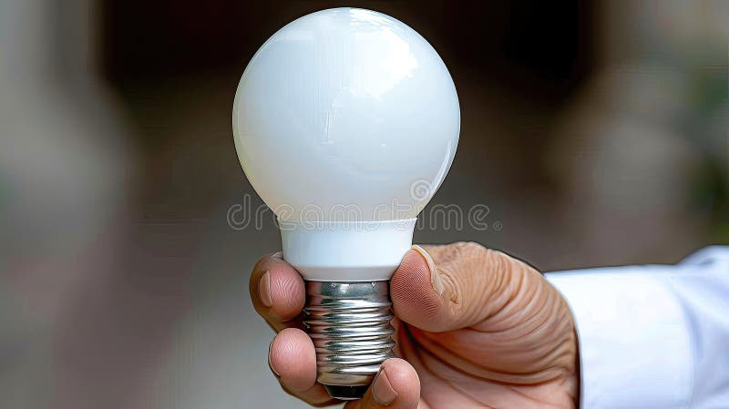 Hand Holding a Lit LED Bulb. Stock Image - Image of luminescence ...